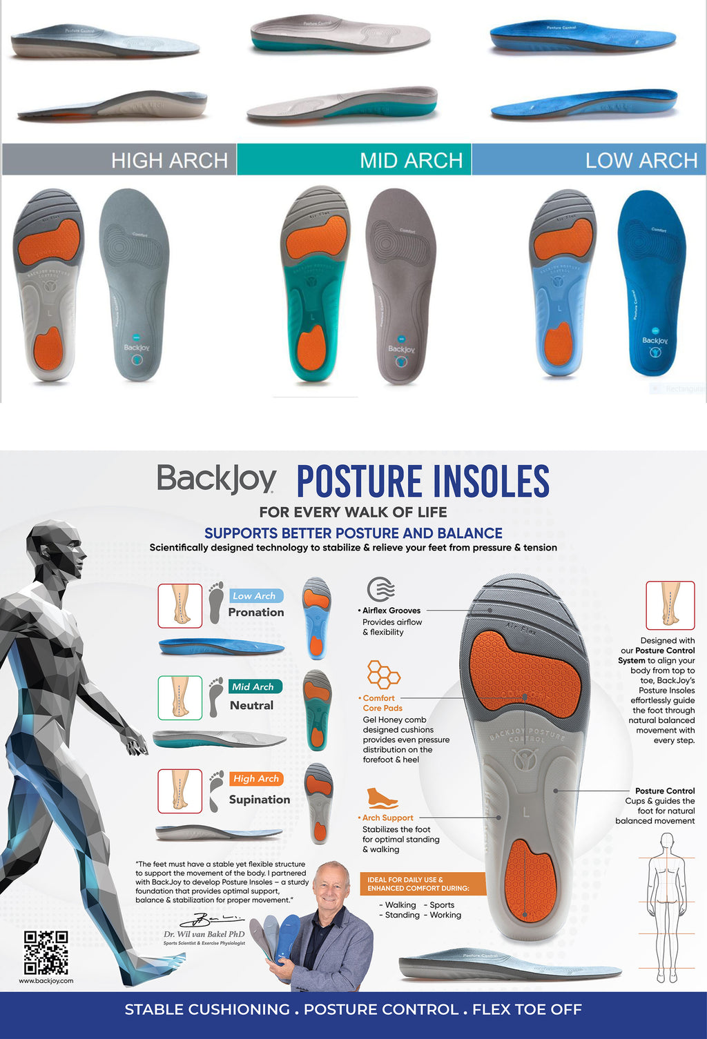 Backjoy - Posture Insoles - High Arch (Sage/LT)